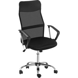 HOMCOM Ergonomischer Bürostuhl, Gaming Stuhl, Drehstuhl mit Wippenfunktion, höhenverstellbarer Schreibtischstuhl, Schaumstoff, Netz, Schwarz, 63 x 61