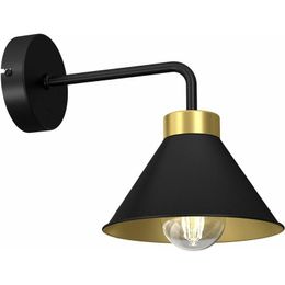Licht-Erlebnisse - Wandlampe Schwarz Gold E27 Metall t: 25 cm - Schwarz, Gold