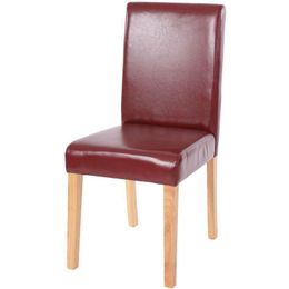 HHG [NEUWERTIG] Esszimmerstuhl Littau, Küchenstuhl Stuhl, Kunstleder rot-braun, helle Beine - red