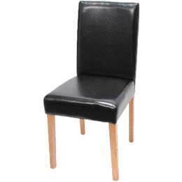 HHG [NEUWERTIG] Esszimmerstuhl Littau, Küchenstuhl Stuhl, Kunstleder schwarz, helle Beine - black