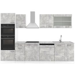 VICCO - Küchenzeile R-Line 300cm Weiß/Beton Modern