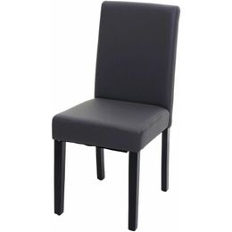 HHG Neuwertig] Esszimmerstuhl Littau, Küchenstuhl Stuhl, Kunstleder grau matt, dunkle Beine - grey