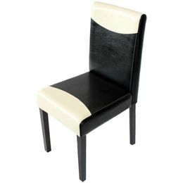 HHG - neuwertig] Esszimmerstuhl Littau, Küchenstuhl Stuhl, Kunstleder schwarz/weiß, dunkle Beine - black