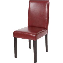 HHG [NEUWERTIG] Esszimmerstuhl Littau, Küchenstuhl Stuhl, Kunstleder rot-braun, dunkle Beine - red