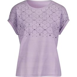 CR&Eacute;ATION L Damen Rundhalsshirt mit Lochstickerei flieder Gr&ouml;&szlig;e 46