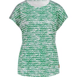 CR&Eacute;ATION L Damen Rundhalsshirt mit weicher Baumwolle gr&uuml;n-ecru-geringelt Gr&ouml;&szlig;e 38