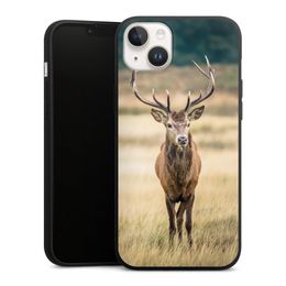 DeinDesign iPhone 14 Handy Premium Silikon H&uuml;lle Handyh&uuml;lle schwarz Case Forrest Deer Meadow Silikon Premium Case