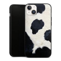 DeinDesign iPhone 14 Handy Premium Silikon H&uuml;lle Handyh&uuml;lle schwarz Case Animal Look Animal Print Cow Skin Silikon Premium Case