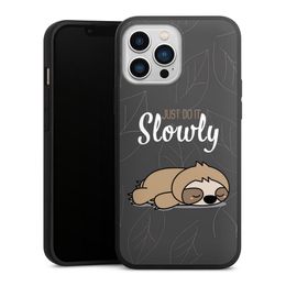 DeinDesign iPhone 13 Pro Max Handy Premium Silikon H&uuml;lle Handyh&uuml;lle schwarz Case Carbon Metallic Look Muster Silikon Premium Case