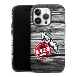 DeinDesign iPhone 14 Pro Handy Panzer Handyh&uuml;lle robuste Outdoor H&uuml;lle Schutzh&uuml;lle matt 1. Fc K&ouml;ln Wooden Look Official Licensed Product Tough Case