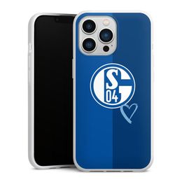 DeinDesign iPhone 13 Pro Handy Silikon H&uuml;lle Case wei&szlig; Handyh&uuml;lle Heart Schalke 04 Fc Schalke 04 Silikon Case