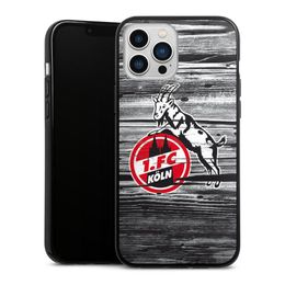 DeinDesign iPhone 13 Pro Max Handy Silikon H&uuml;lle Case schwarz Handyh&uuml;lle 1. Fc K&ouml;ln Wooden Look Official Licensed Product
