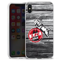 DeinDesign iPhone Xs Max Handy Silikon H&uuml;lle Case transparent Handyh&uuml;lle 1. Fc K&ouml;ln Wooden Look Official Licensed Product Silikon Case