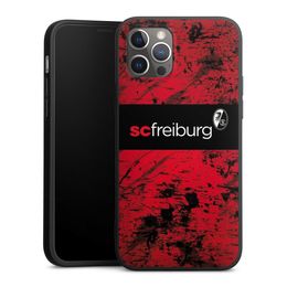 DeinDesign iPhone 12 Pro Handy Premium Silikon H&uuml;lle Handyh&uuml;lle schwarz Case Official Licensed Product Sc Freiburg Logo Silikon Premium Case