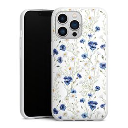 DeinDesign iPhone 13 Pro Handy Silikon H&uuml;lle Case wei&szlig; Handyh&uuml;lle Flowers Muster Flower Silikon Case