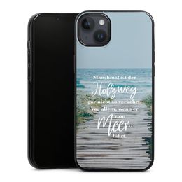 DeinDesign iPhone 14 Plus Handy Silikon H&uuml;lle Case schwarz Handyh&uuml;lle Statement Beach Spruch