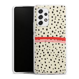 DeinDesign Galaxy A53 5G Handy Silikon H&uuml;lle Case wei&szlig; Handyh&uuml;lle Stripes Kunst Points Silikon Case