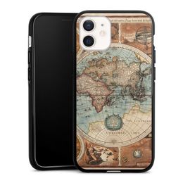 DeinDesign iPhone 12 mini Handy Silikon H&uuml;lle Case schwarz Handyh&uuml;lle Vintage Map World Map