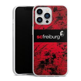 DeinDesign iPhone 13 Pro Handy Silikon H&uuml;lle Case wei&szlig; Handyh&uuml;lle Official Licensed Product Sc Freiburg Logo Silikon Case