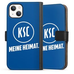 DeinDesign iPhone 13 Handy Klapph&uuml;lle Handyh&uuml;lle aus Kunst Leder schwarz Flip Case Karlsruher Sc Statement Ksc Sideflip mit Lasche