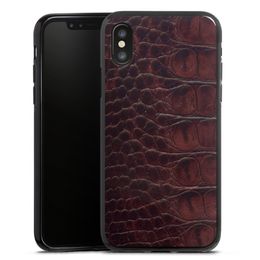 DeinDesign iPhone X Handy Silikon H&uuml;lle Case schwarz Handyh&uuml;lle Leather Crocodile Animal Print