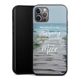 DeinDesign iPhone 12 Pro Handy Silikon H&uuml;lle Case schwarz Handyh&uuml;lle Statement Beach Spruch