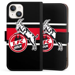 DeinDesign iPhone 14 Handy Klapph&uuml;lle Handyh&uuml;lle aus Kunst Leder schwarz Flip Case Official Licensed Product 1. Fc K&ouml;ln Logo Sideflip mit Lasche