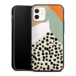 DeinDesign iPhone 12 mini Handy Premium Silikon H&uuml;lle Handyh&uuml;lle schwarz Case Abstract Boho Kunst Silikon Premium Case