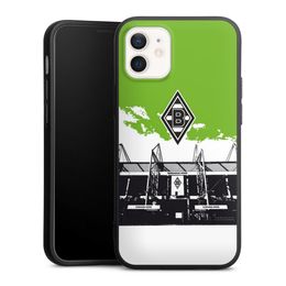 DeinDesign iPhone 12 mini Handy Premium Silikon H&uuml;lle Handyh&uuml;lle schwarz Case Borussia M&ouml;nchengladbach Merchandise Stadium Silikon Premium Case