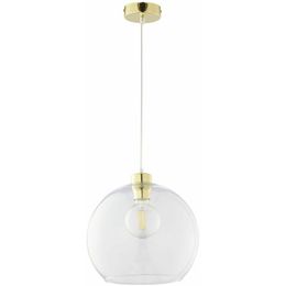 Licht-Erlebnisse - Pendelleuchte Kugelschirm Glas ø 30 cm rund E27 Hängelampe Küche Esszimmer Wohnzimmer - Gold, Transparent