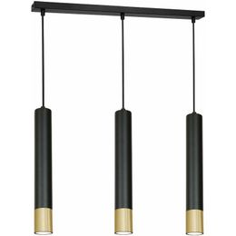 Licht-Erlebnisse - Hängelampe Schwarz Gold b: 60 cm 3-flammig GU10 Metall Pendelleuchte Esstisch Wohnzimmertisch - Schwarz, Gold