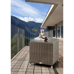 Destiny Beistelltisch AUCKLAND, Polyrattan, 45x45x45cm, mit aufgelegter Glasplatte, bronze, braun