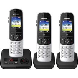 Panasonic KX-TGH723 Trio Schnurloses DECT-Telefon (Mobilteile: 3, mit Anrufbeantworter), schwarz
