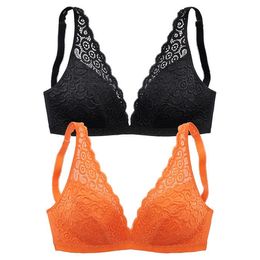 Petite Fleur Bralette-BH orange+schwarz Gr. 80A. Ohne Bügel