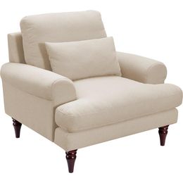 exxpo - sofa fashion Sessel exxpo KIOTO, mit stilvollen Holzfüßen, inklusive Zierkissen, beige