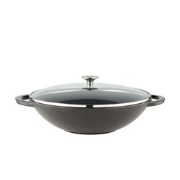 Meisterkoch Gusseisen-Wok mit Deckel OPUS ¦ Gußeisen ¦ Maße (cm): H: 10 Ø: 37 » Höffner