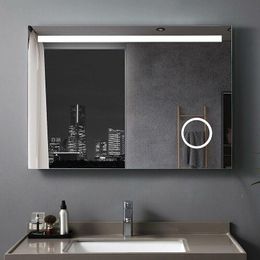MIQU - Badspiegel 120 x 80 cm mit Beleuchtung led Rechteckig Badezimmer 3 Lichtfarbe 3000-6400K Wandspiegel Antibeschlage Lichtspiegel mit
