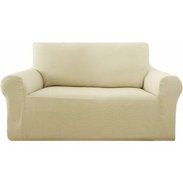 Elastisch Sofabezug Sofaüberwurf Sofaüberzug Couchbezug, 1 Stück,2-Sitzer(145-175cm), Creme - Creme - Deconovo