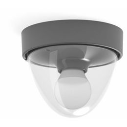 Licht-Erlebnisse - Badezimmerleuchte Decke Bewegungsmelder IP44 E27 Grau ø 18 cm Deckenlampe - Grau, Transparent