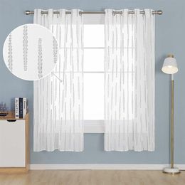 Transparent Gardinen Voile Vorhang, 2er Set,140x175 cm(BreitexHöhe), Grau - Grau - Deconovo