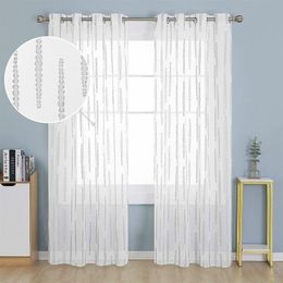 Transparent Gardinen Voile Vorhang, 2er Set,140x240 cm(BreitexHöhe), Grau - Grau - Deconovo