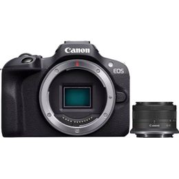 Canon EOS R100 + RF-S 18-45mm F4.5-6.3 IS STM Kit Systemkamera (RF-S 18-45mm F4.5-6.3 IS STM, 24,1 MP, Bluetooth, WLAN), schwarz