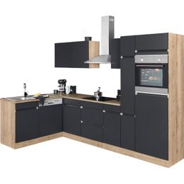 Optifit Winkelküche Roth, mit E-Geräten, Stellbreite 300 x 175 cm, grau