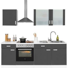 Wiho-Küchen wiho Küchen Küchenzeile Husum, mit E-Geräten, Breite 220 cm, grau|weiß