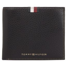 Tommy Hilfiger Geldbörse TH CORP LEATHER FLAP AND COIN, mit charakteristischem Streifendetail, schwarz