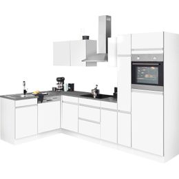 Optifit Winkelküche Roth, mit E-Geräten, Stellbreite 300 x 175 cm, grau|weiß