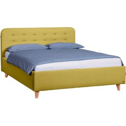 Tom Tailor HOME Polsterbett NORDIC BED, mit Knopfheftung im Kopfteil, Füße Buche natur, gelb