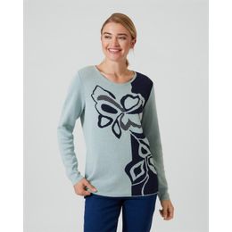 Helena Vera Pullover mit Jacquard Blume & Strass