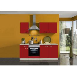 Optifit Küchenzeile Faro, mit E-Geräten, Breite 210 cm, rot