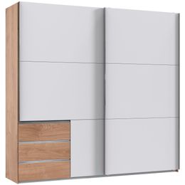 Schwebetürenschrank fresh to go "Level" Schränke Gr. B/H/T: 250 cm x 236 cm x 65 cm, 2 St., weiß (plankeneichefarben, weiß) Schwebetürenschränke und Schiebetürenschränke